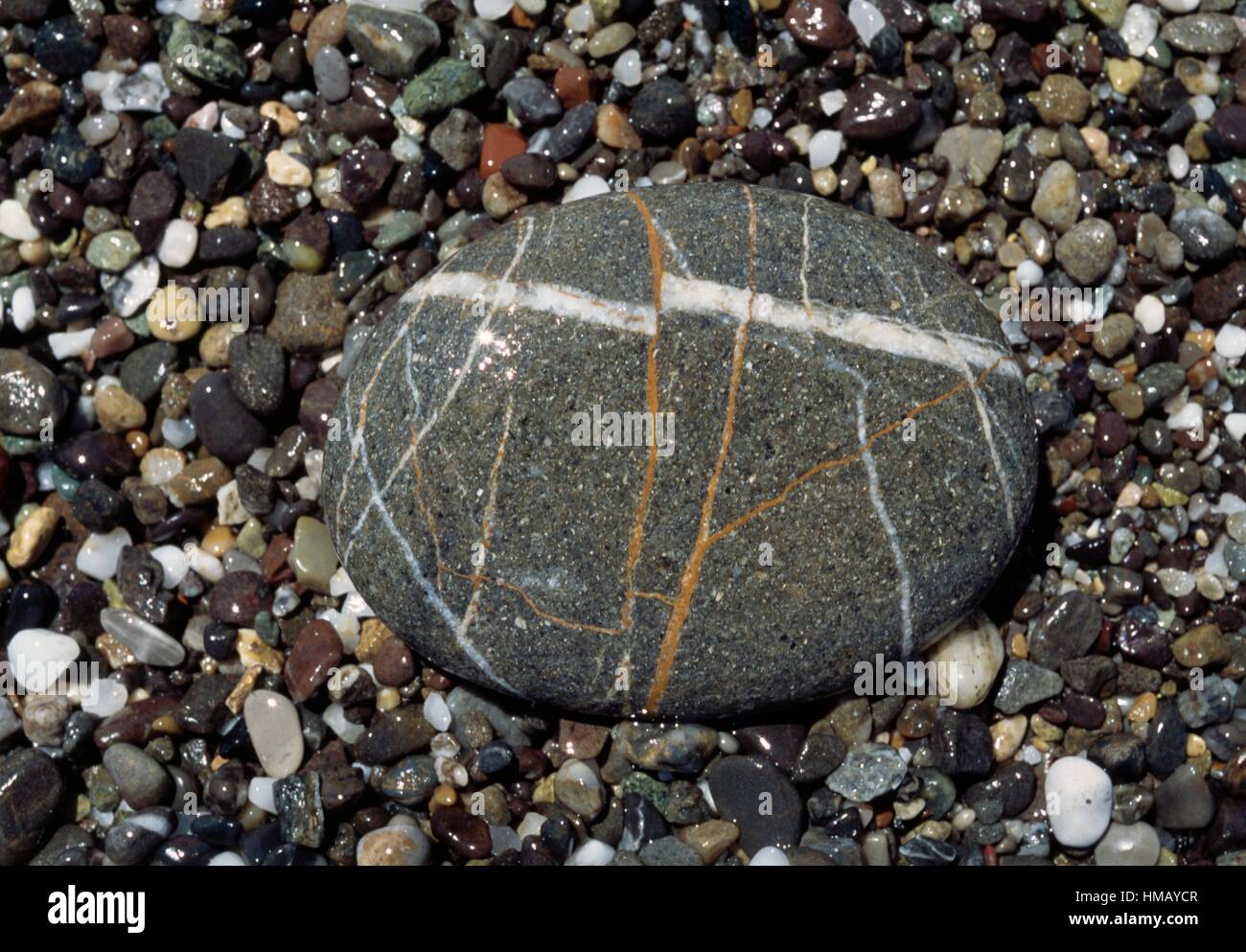 Grey rock with white and brown lines, Keratokambos, Crete, Greece Stock ...