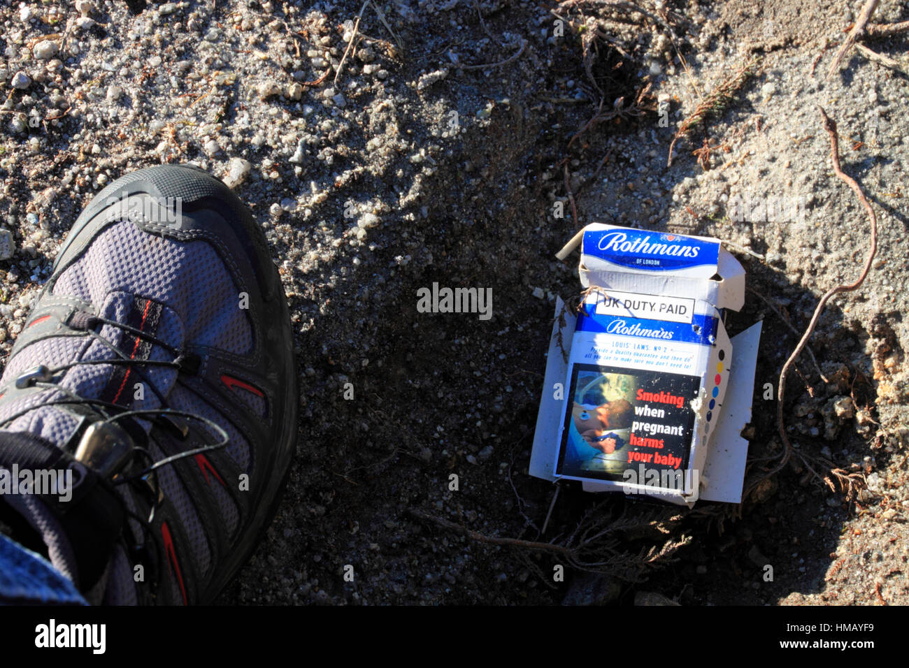 Litter dropped on a public footpath near St Austell, Cornwall Stock ...