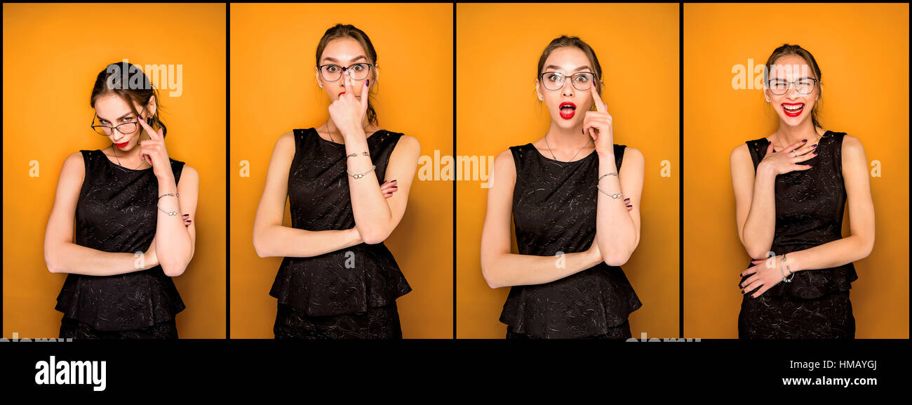 The young woman's portrait with different emotions Stock Photo - Alamy