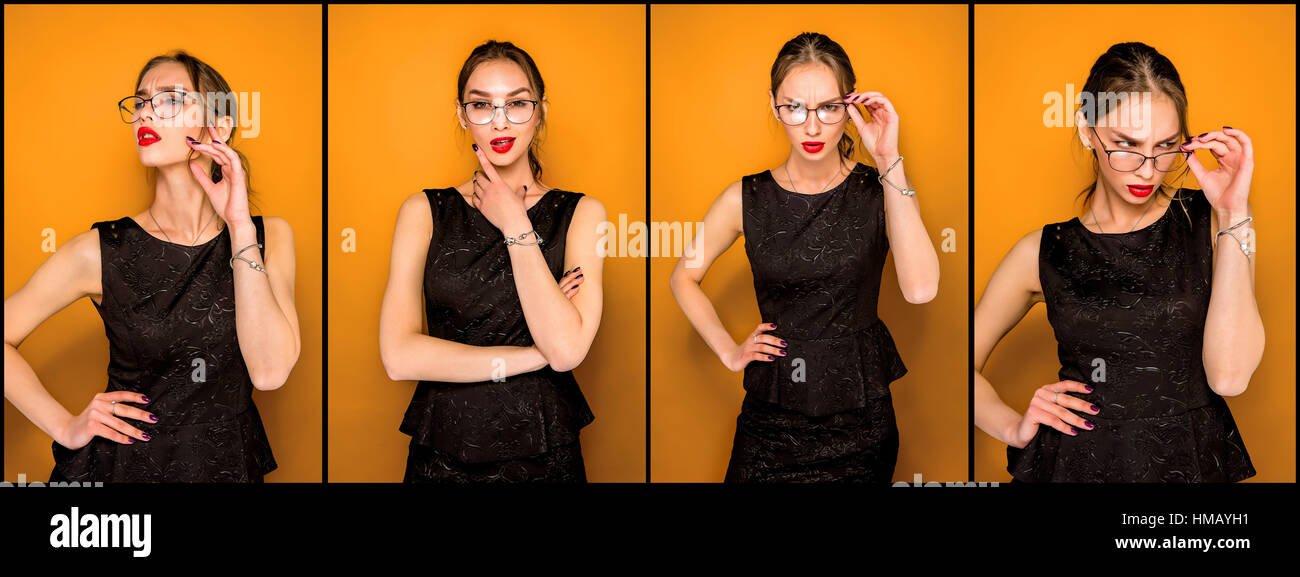 The young woman's portrait with different emotions Stock Photo - Alamy
