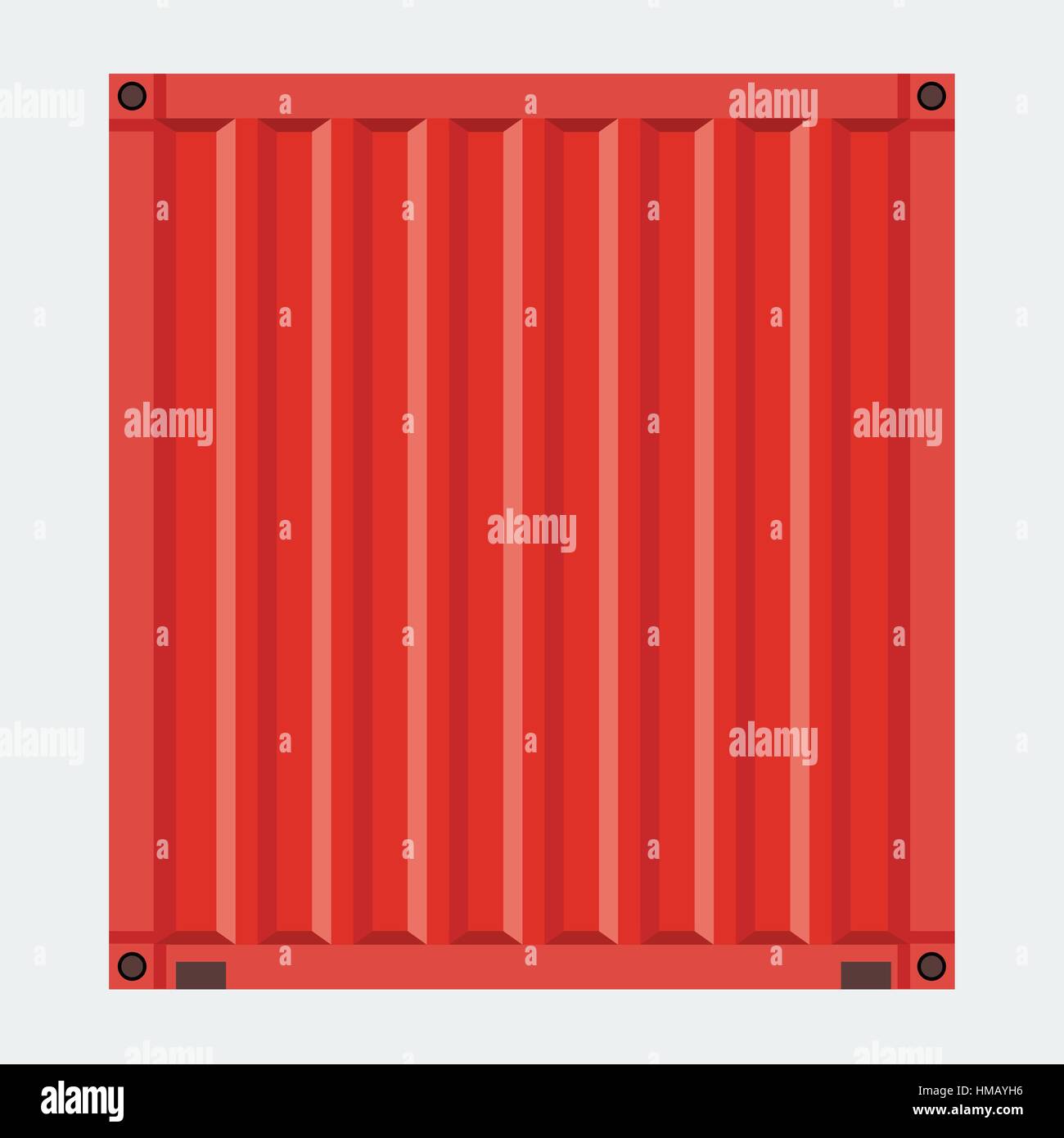 Cargo container for shipping with flat solid color design. Red color ...