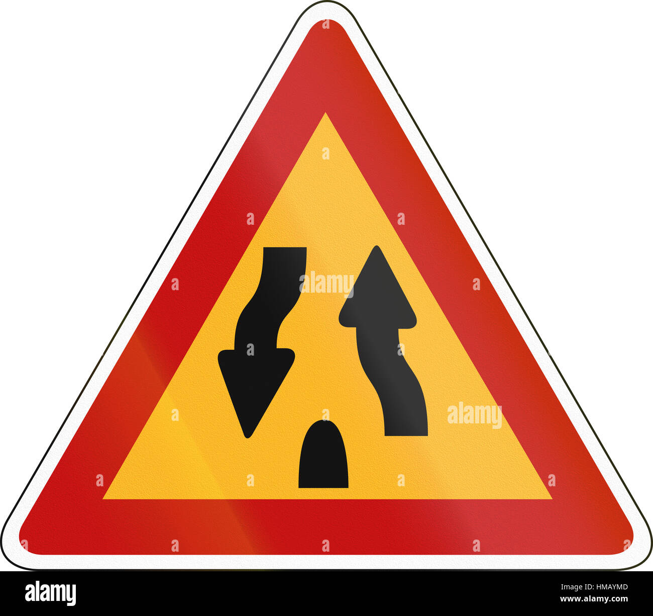 Korea Traffic Safety Sign - Attention - Median End Stock Photo - Alamy