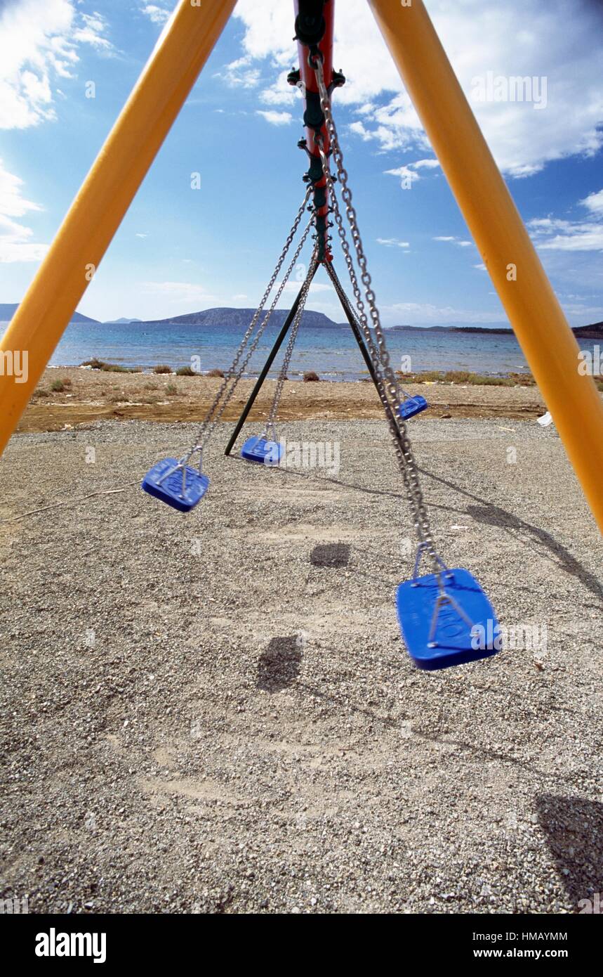 Playground on beach in ermioni hi-res stock photography and images - Alamy