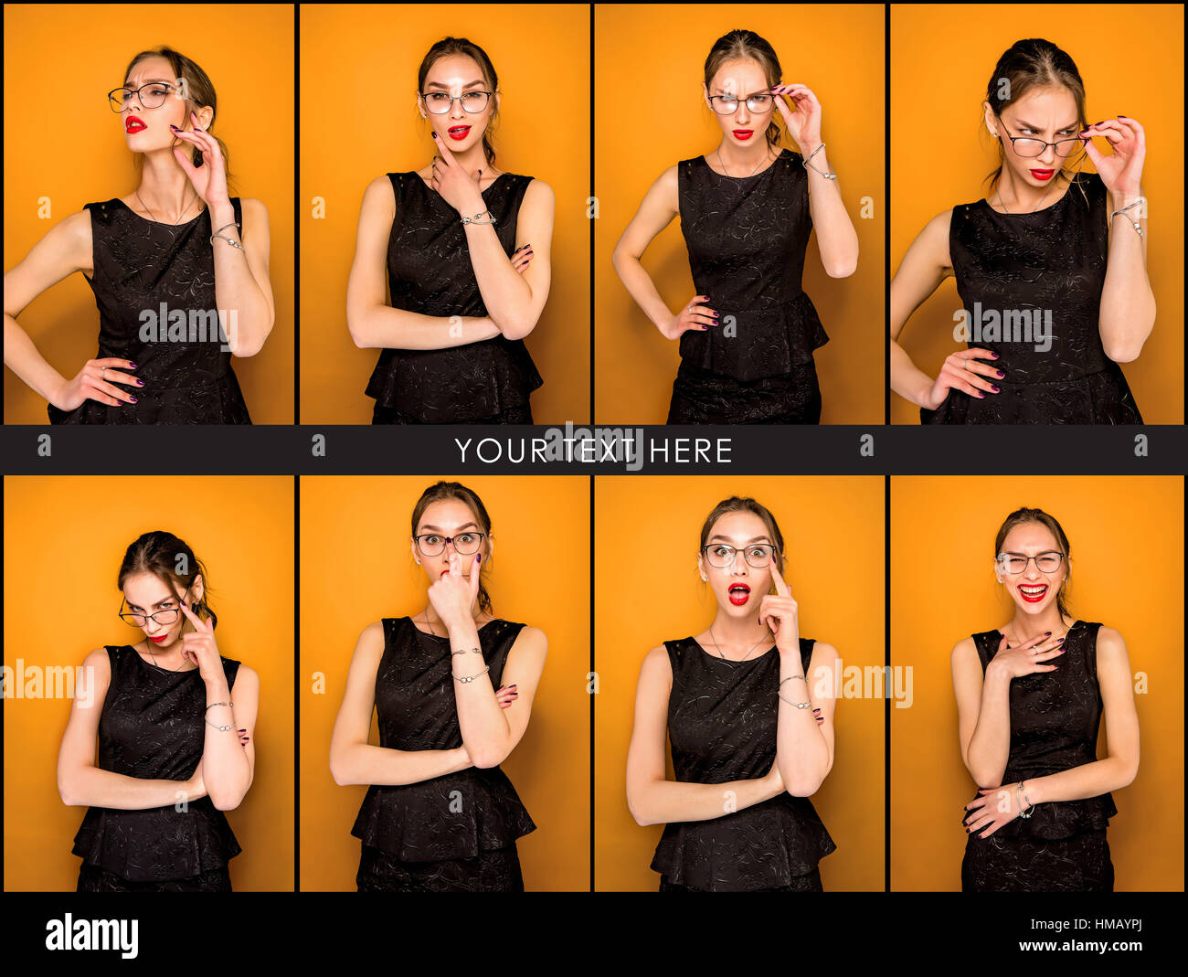 The young woman's portrait with different emotions Stock Photo - Alamy