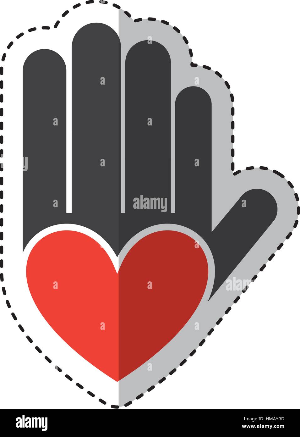 hand print paint with heart vector illustration design Stock Vector ...