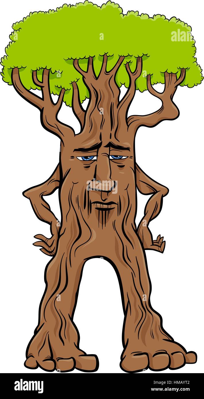 Cartoon Illustration of Walking Tree Creature Fantasy Character Stock ...