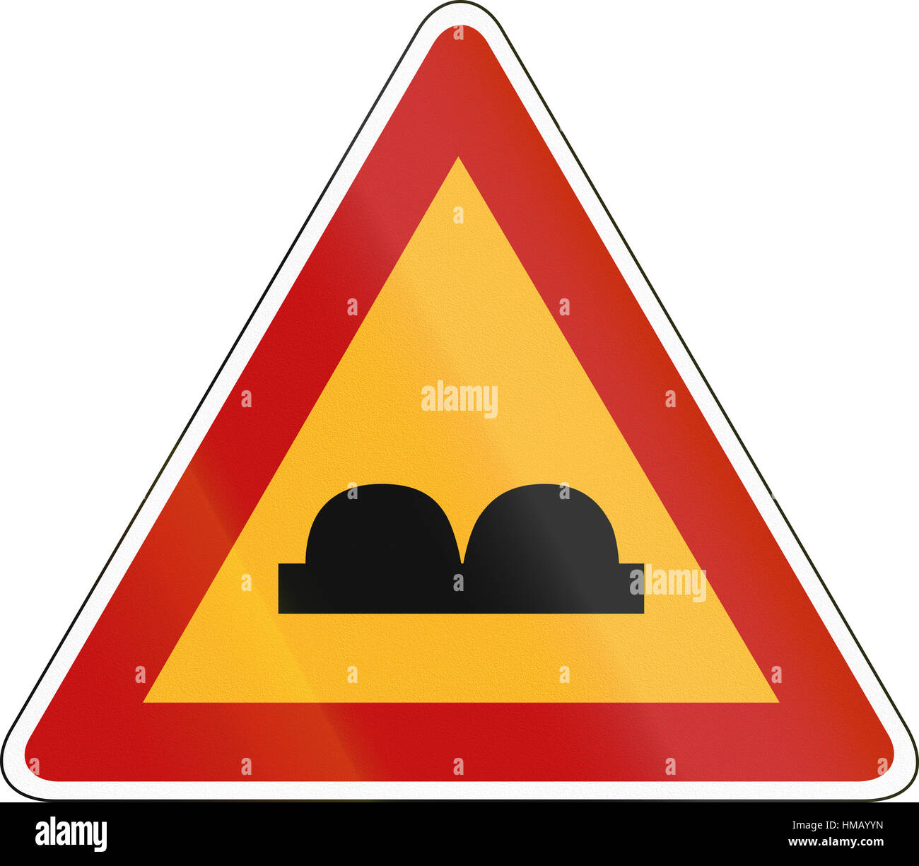 South Korean road warning sign - Uneven road Stock Photo - Alamy