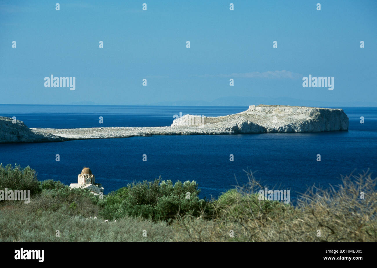 Tigani peninsula and the ruins of a medieval castle, Mani peninsula ...
