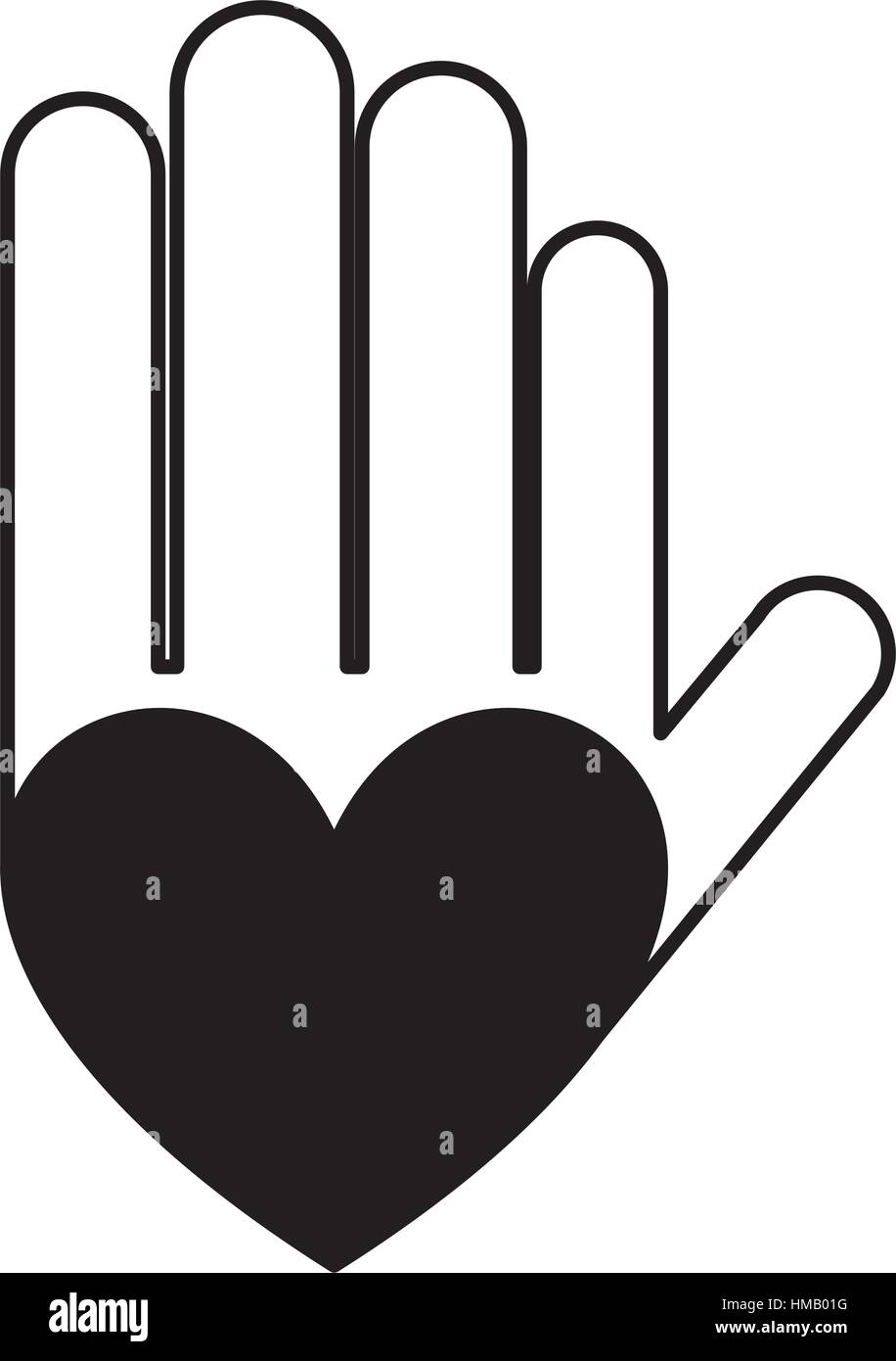 hand print paint with heart vector illustration design Stock Vector ...