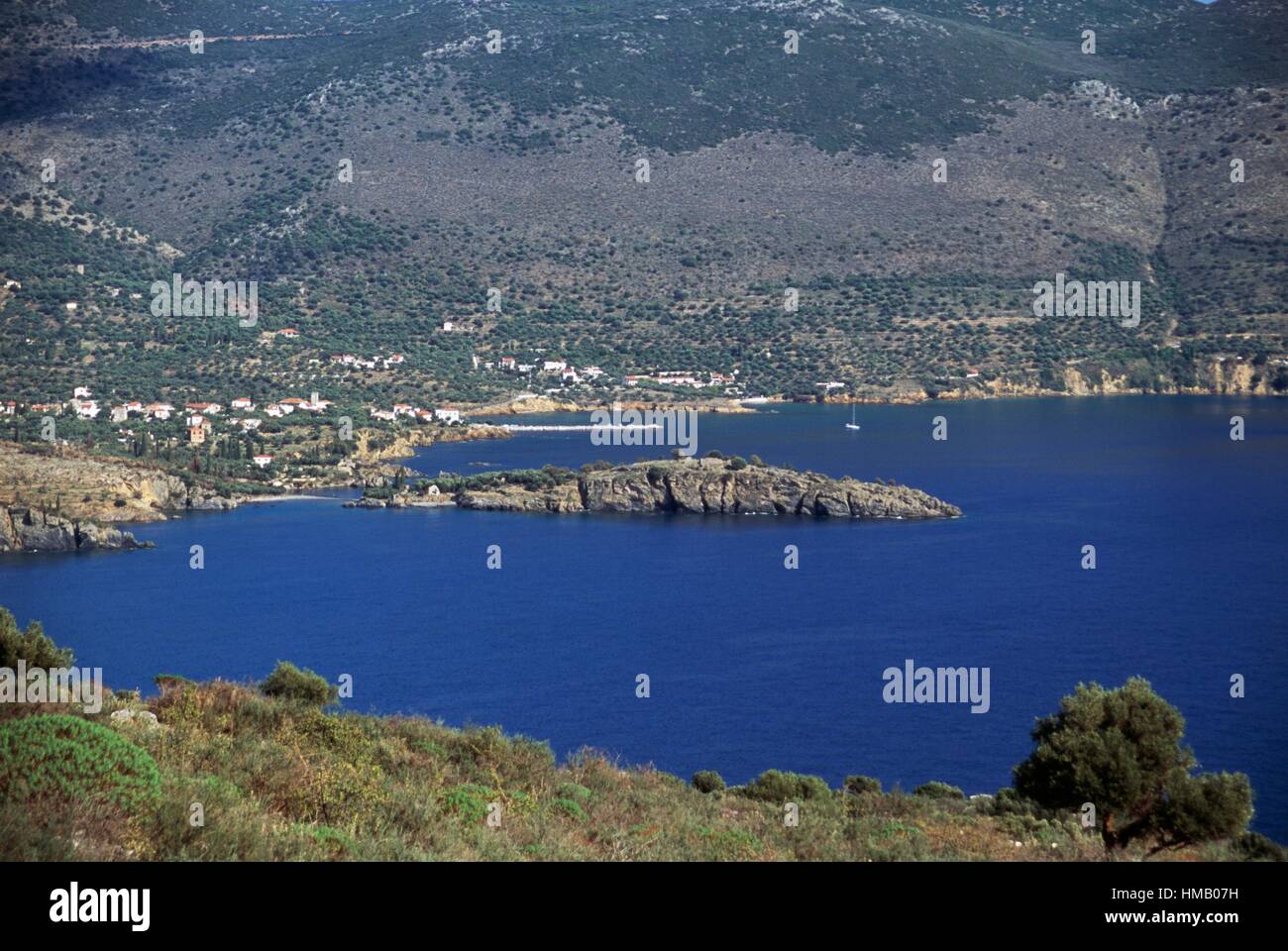 Kotronas Bay, east coast of Mani peninsula, Peloponnese, Greece Stock ...