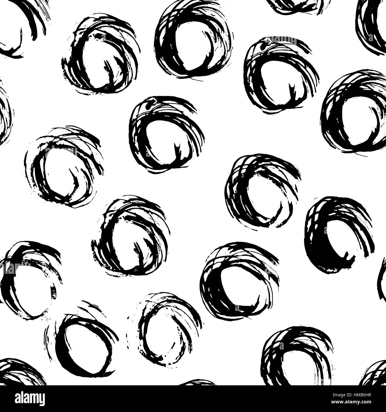 Seamless pattern with hand drawn grunge circles. Ink illustration Stock ...