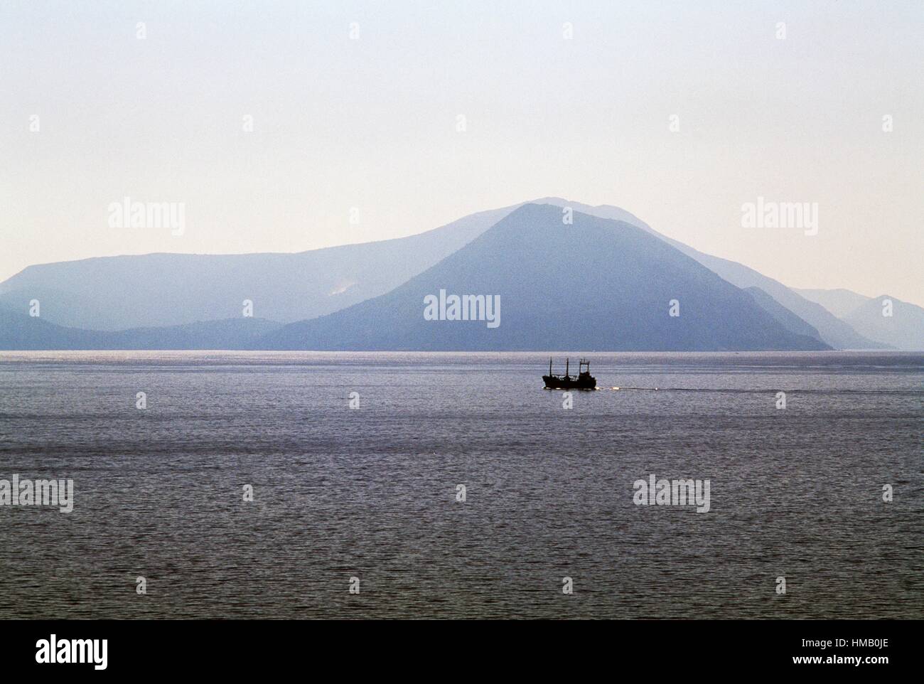 A ship off Ithaca island, Greece Stock Photo - Alamy