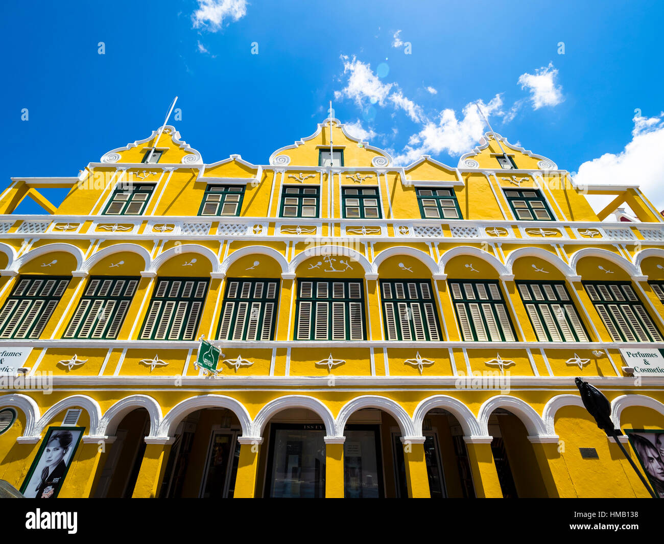 Historic building in the Dutch-Caribbean colonial style, waterfront ...