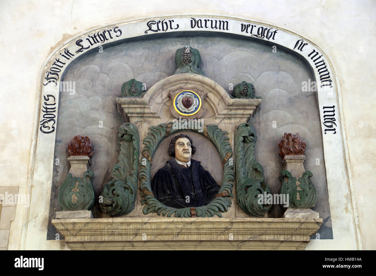 Inscription at Martin Luther's birthplace, Lutherstadt Eisleben ...