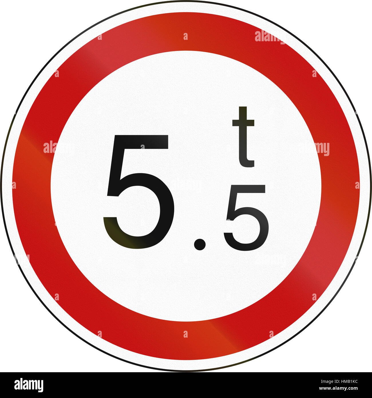 South Korean regulatory road sign - No vehicles over 5.5 tons Stock ...