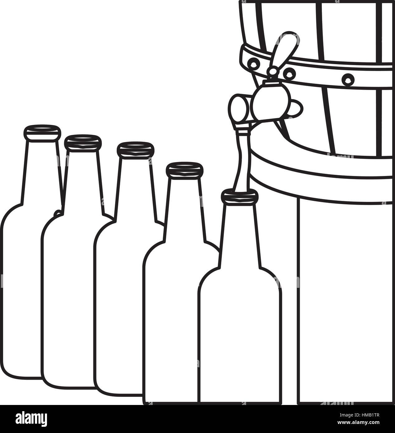 contour beer bottles filling up icon, vector illustration Stock Vector ...