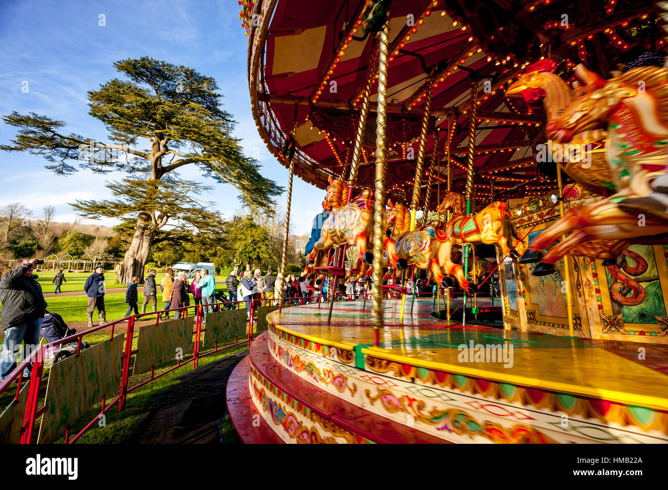 Traditional Merry-Go-Round at a Christmas fair in Sussex Stock Photo ...