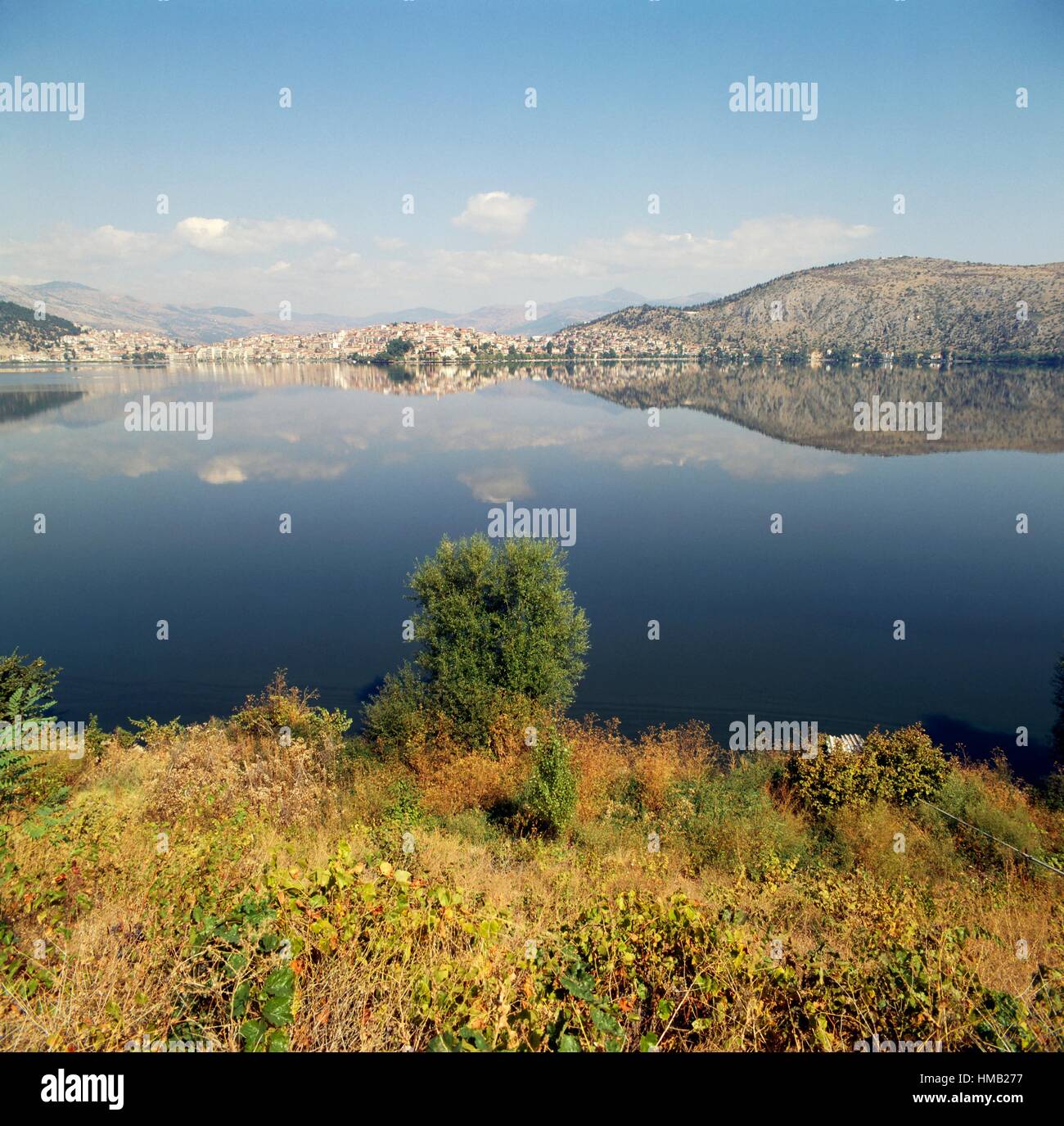 Promontory and the city of Kastoria, Lake Orestiada, Western Macedonia ...