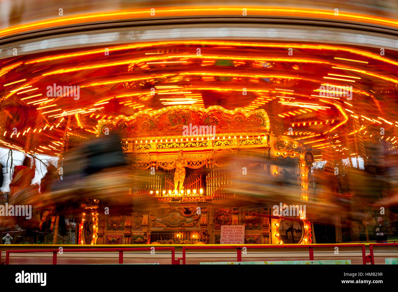 Traditional Merry-Go-Round at a Christmas fair in Sussex Stock Photo ...