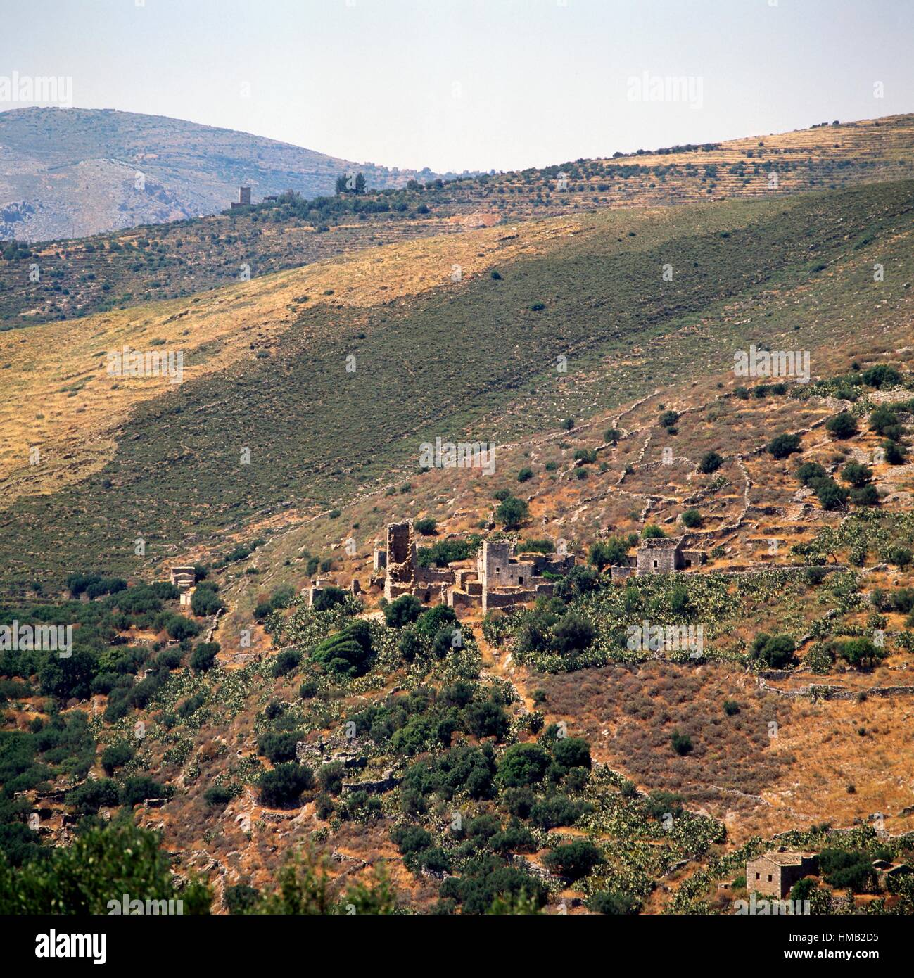 Tower houses in Mani peninsula, Peloponnese, Greece Stock Photo - Alamy
