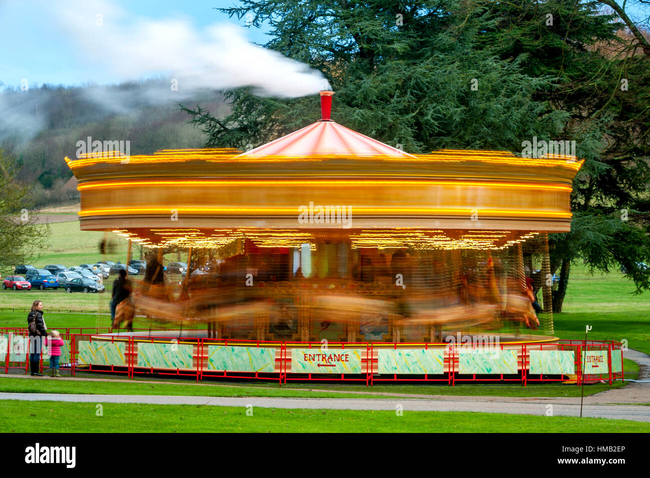 Traditional Merry-Go-Round at a Christmas fair in Sussex Stock Photo ...