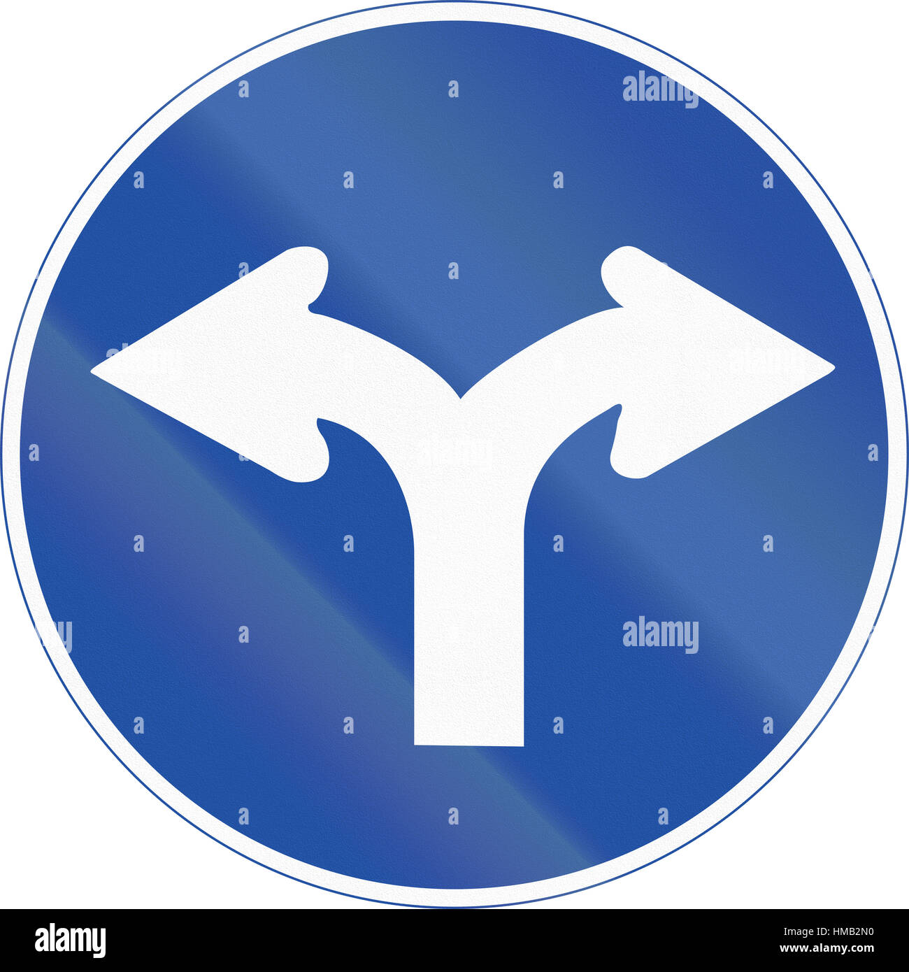 South Korean mandatory direction sign - Turn left or right Stock Photo ...