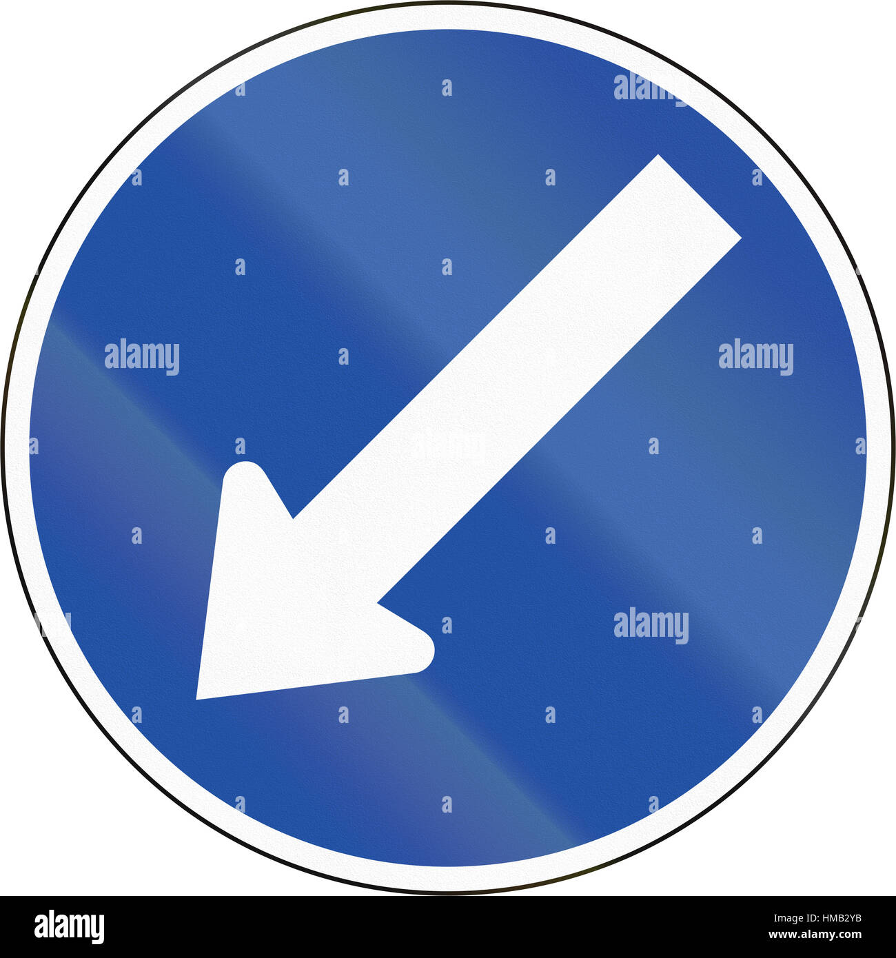 South Korean mandatory direction sign - Keep left Stock Photo - Alamy