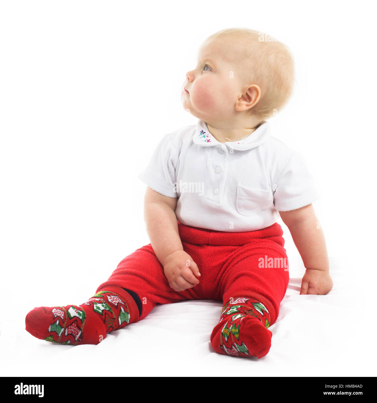 Cute baby in red Shorts Stock Photo - Alamy