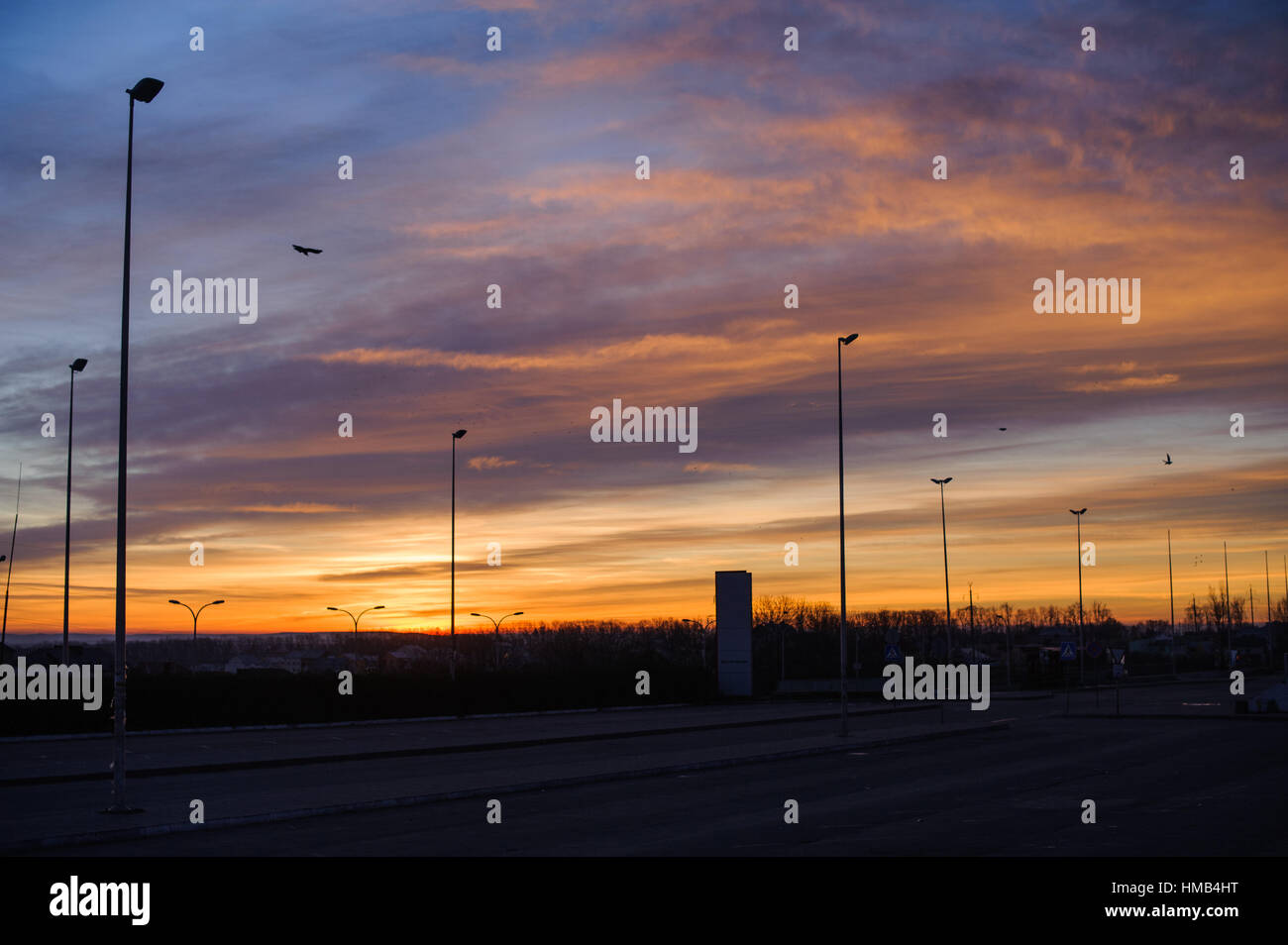 freeway in the red sunset Stock Photo - Alamy