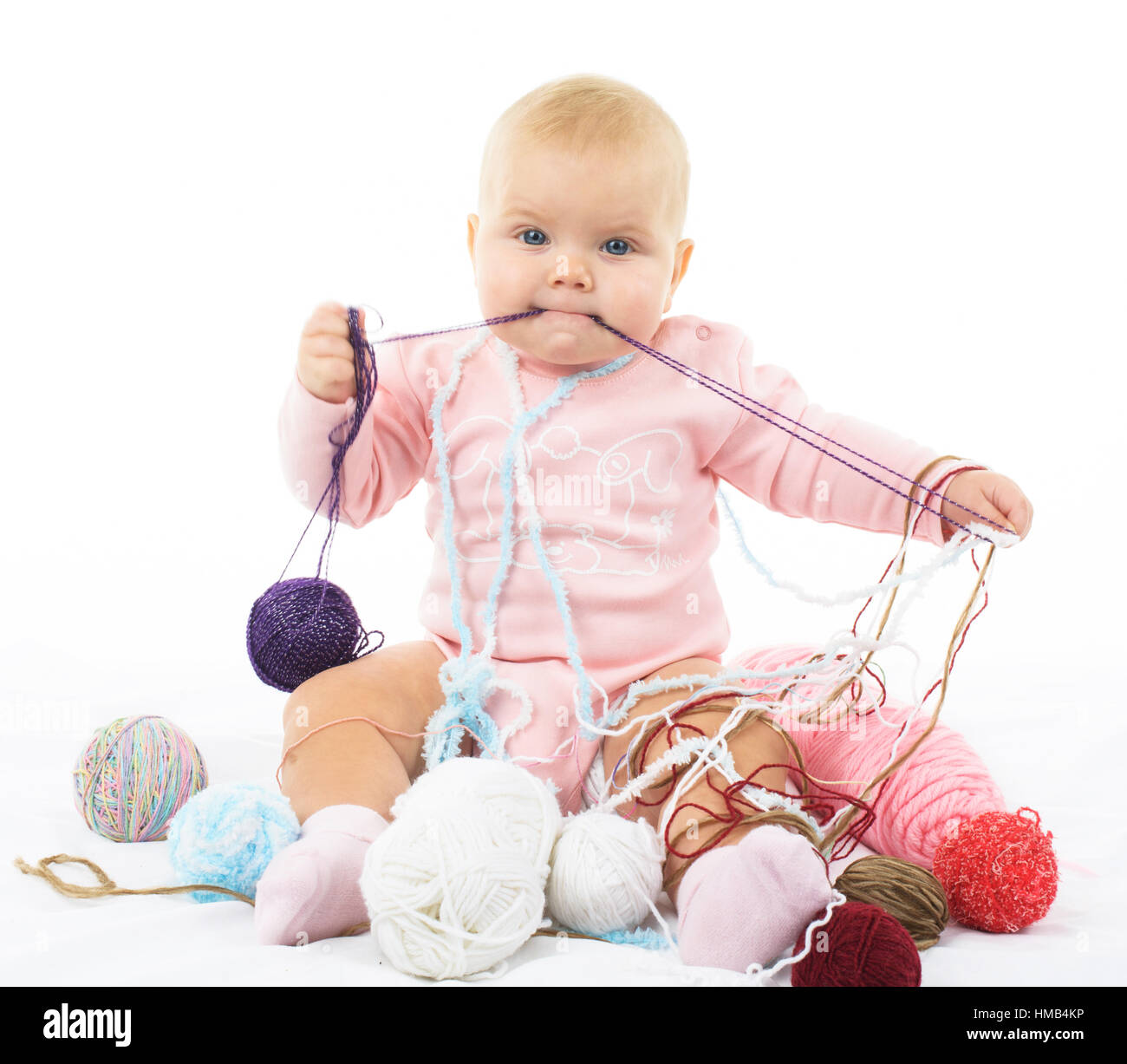 girl with colored thread Stock Photo - Alamy