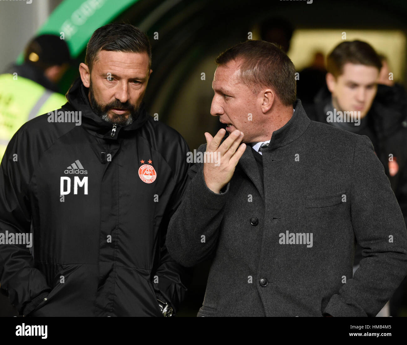 Aberdeen manager Derek McInnes and Celtic manager Brendan Rodgers ...