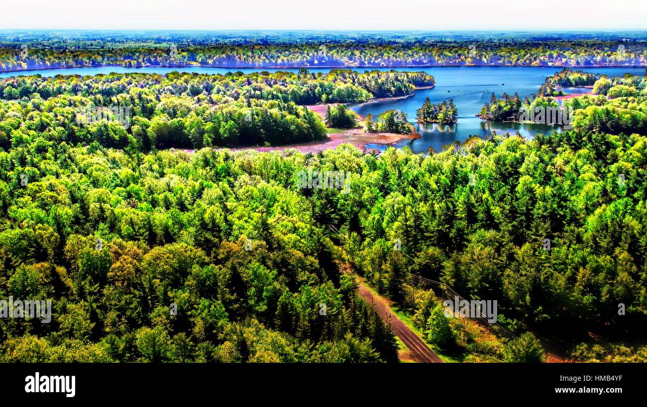 Drawing Of Forest And River Stock Photo - Alamy