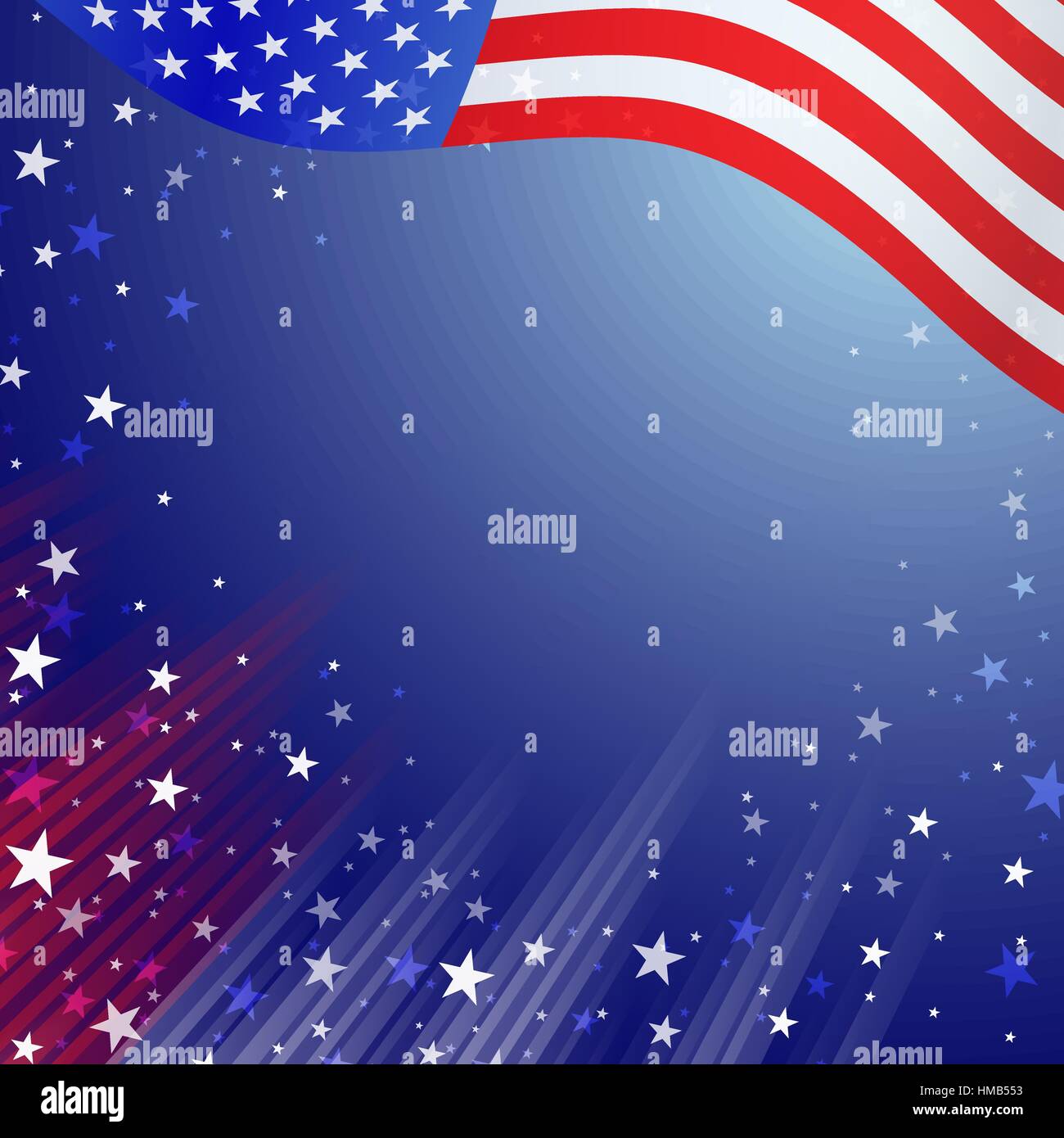Shiny American national flag waving for Fourth of July Stock Vector ...