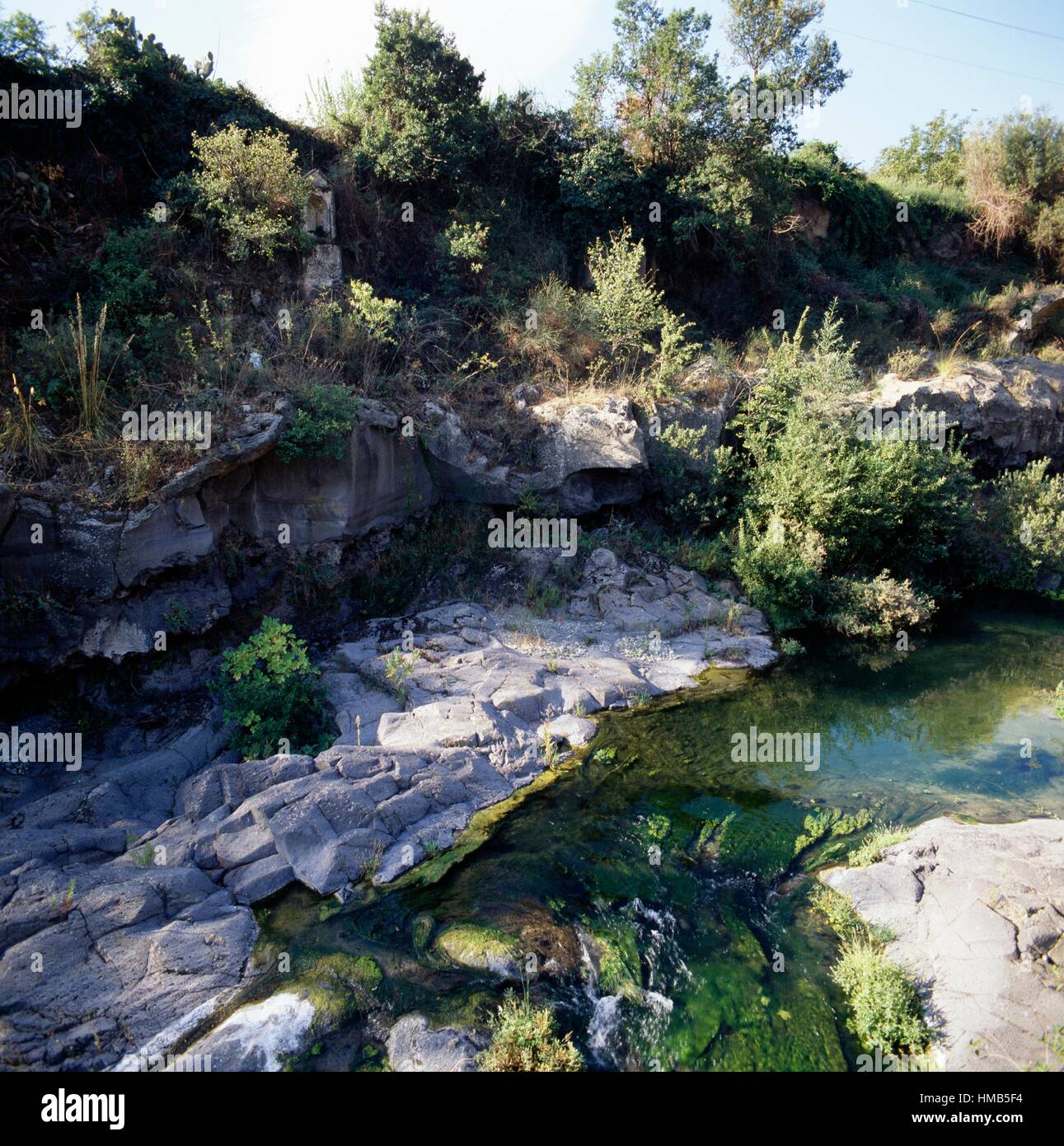 A section of the Alcantara river, Alcantara Gorge, Sicily, Italy Stock ...
