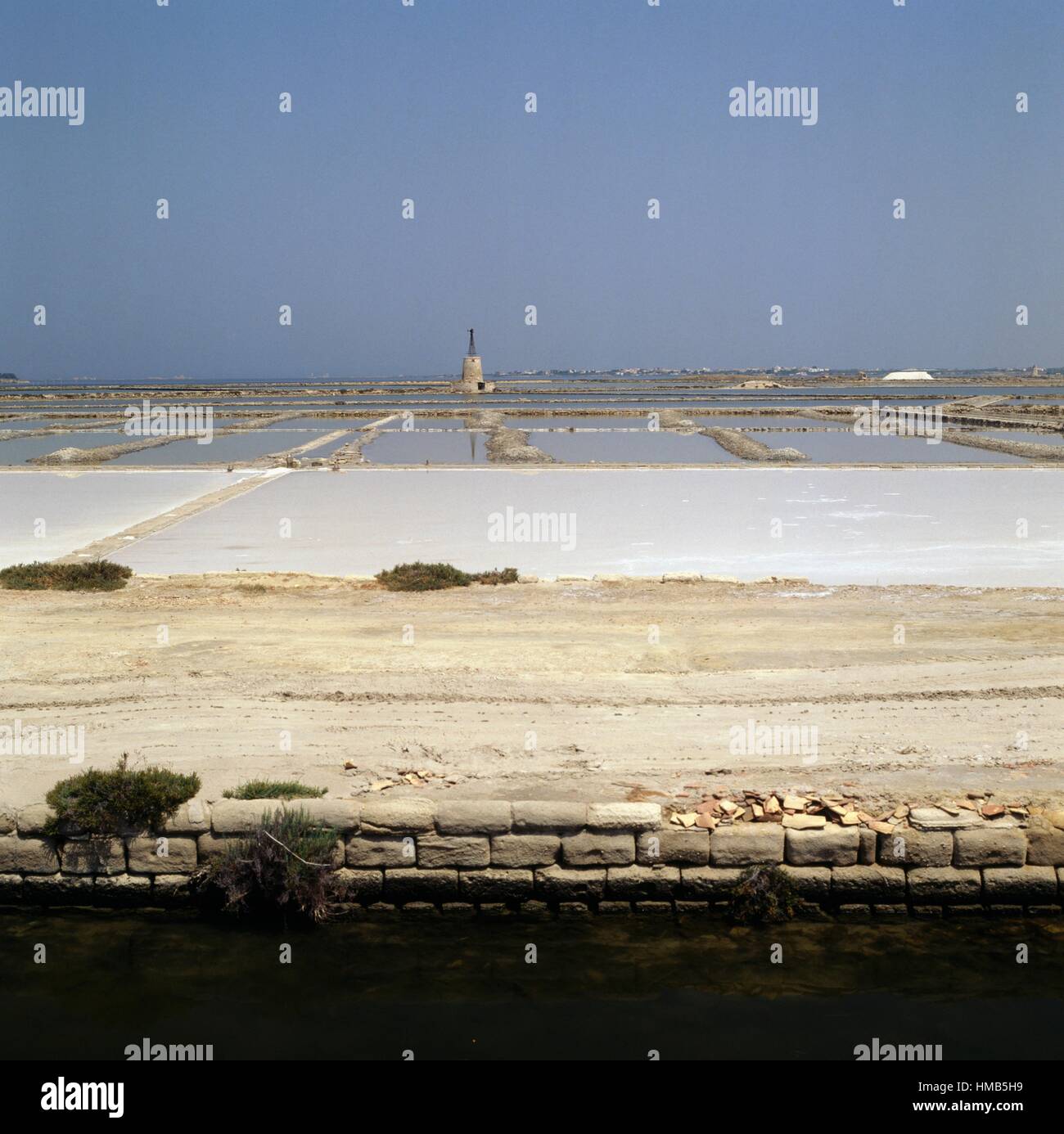 Salt flats in the Nature Reserve of the Stagnone Islands of Marsala ...