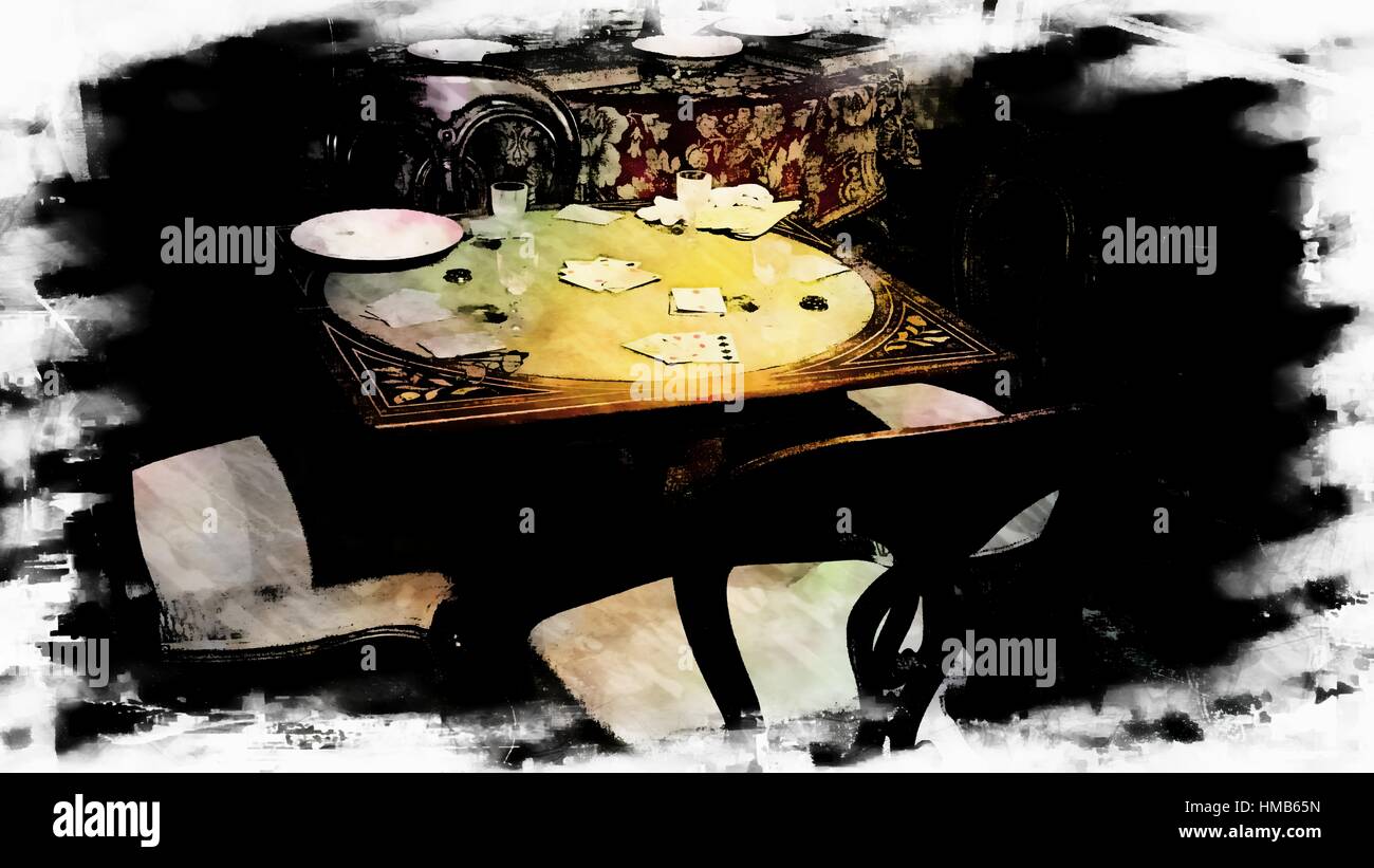 Playing Card Table Vintage Furniture Stock Photo - Alamy