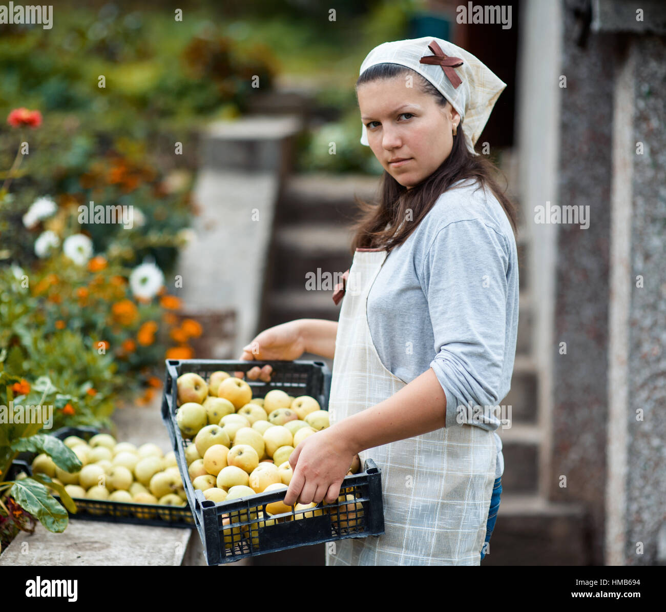 woman in garden Stock Photo - Alamy