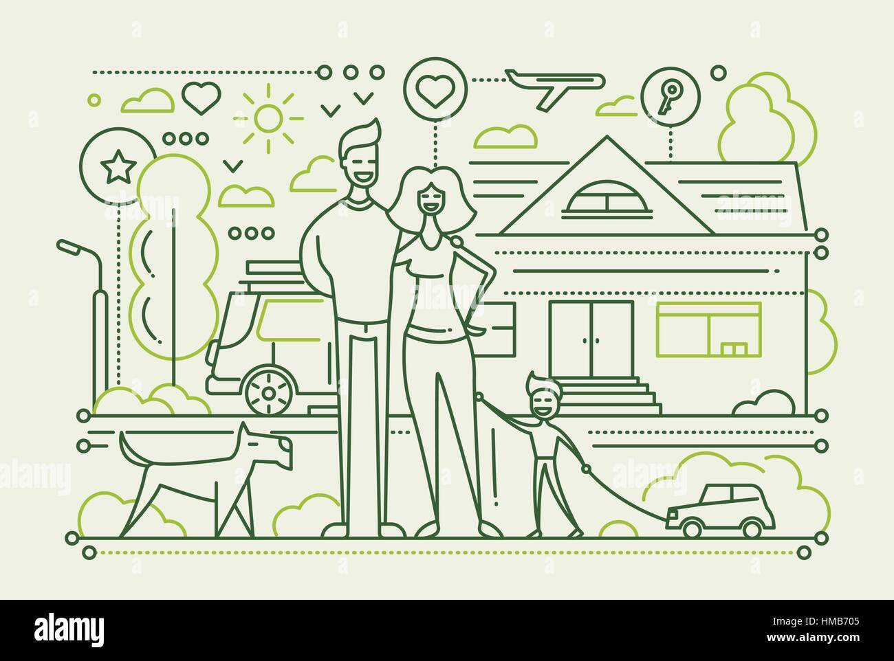 Family Life - line design composition Stock Vector Image & Art - Alamy