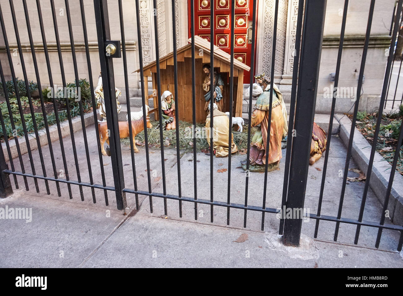 A nativity scene outside a church, New York City, USA Stock Photo - Alamy
