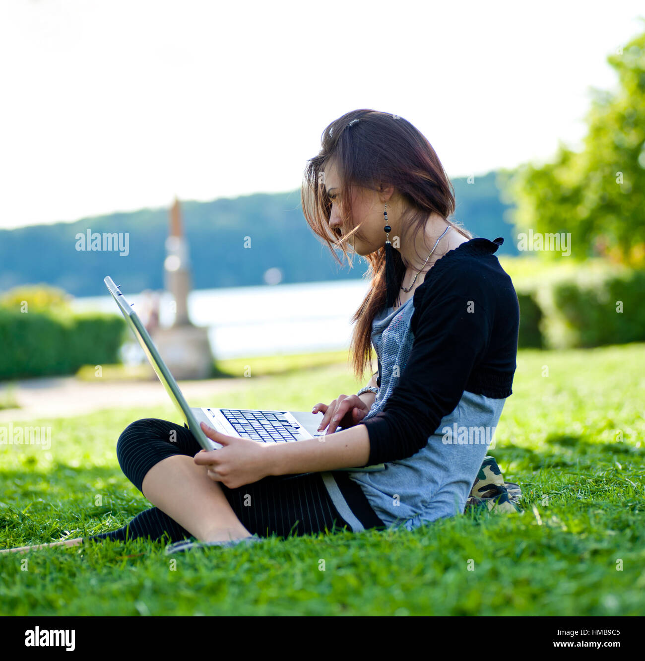 woman in summer park Stock Photo - Alamy