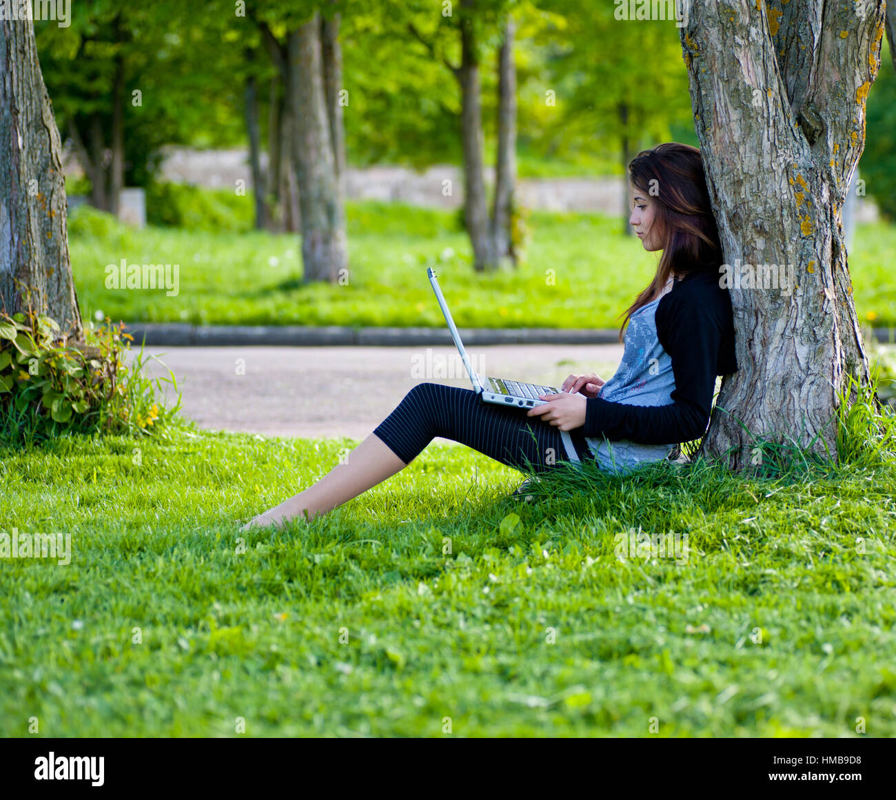 woman in summer park Stock Photo - Alamy