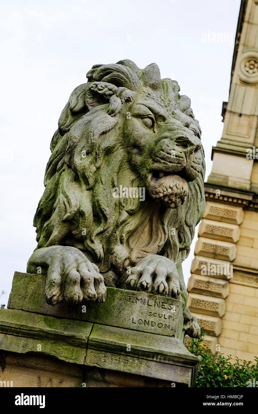 Lion statue by the Sculptor Thomas Milnes Titus Salts village ...