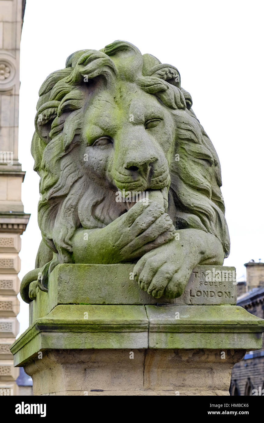 Lion statue by the Sculptor Thomas Milnes Titus Salts village ...
