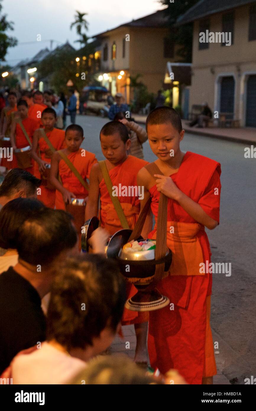Buddhist monks early alms walk hi-res stock photography and images - Alamy