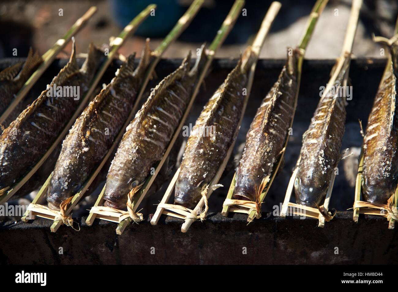 salted whole fresh fish bbq Stock Photo - Alamy