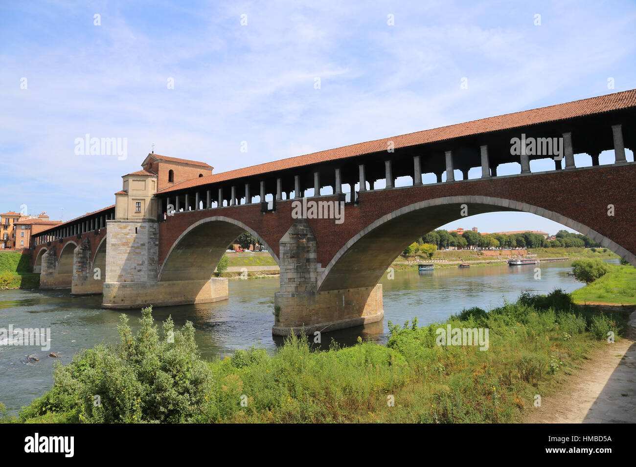 old bridge over the TICINO River in Pavia Stock Photo - Alamy