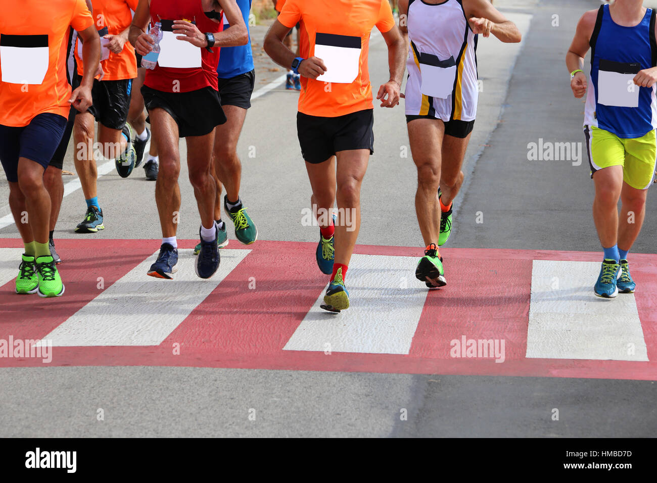 many Runners during a race athletics They run on the walkway Stock ...