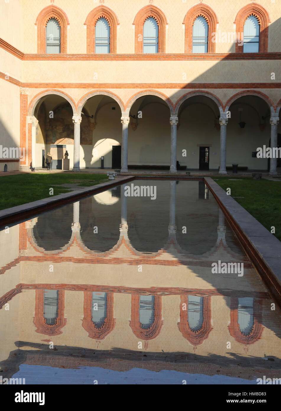 big pool with water inside the walls of the famouse Castle called ...