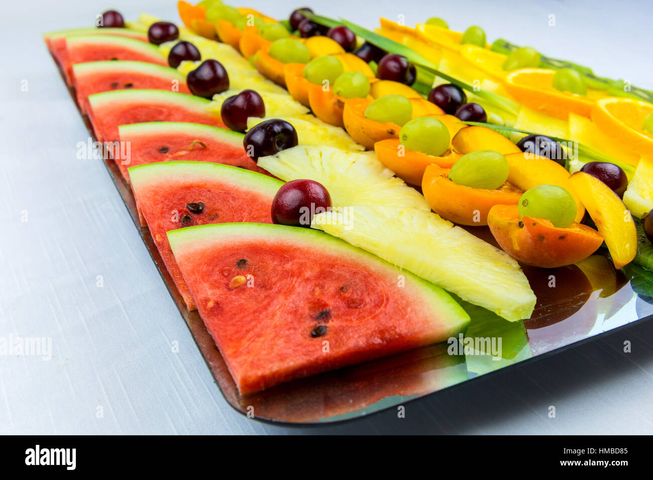 compositions of fresh fruit cut for buffets. typical summer fruits of ...