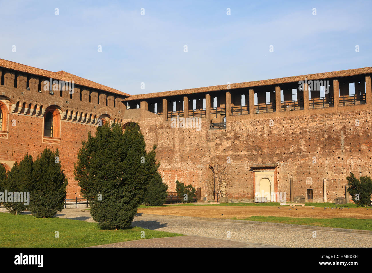 Old Wall made with bricks of Big Italian Castle called Castello ...